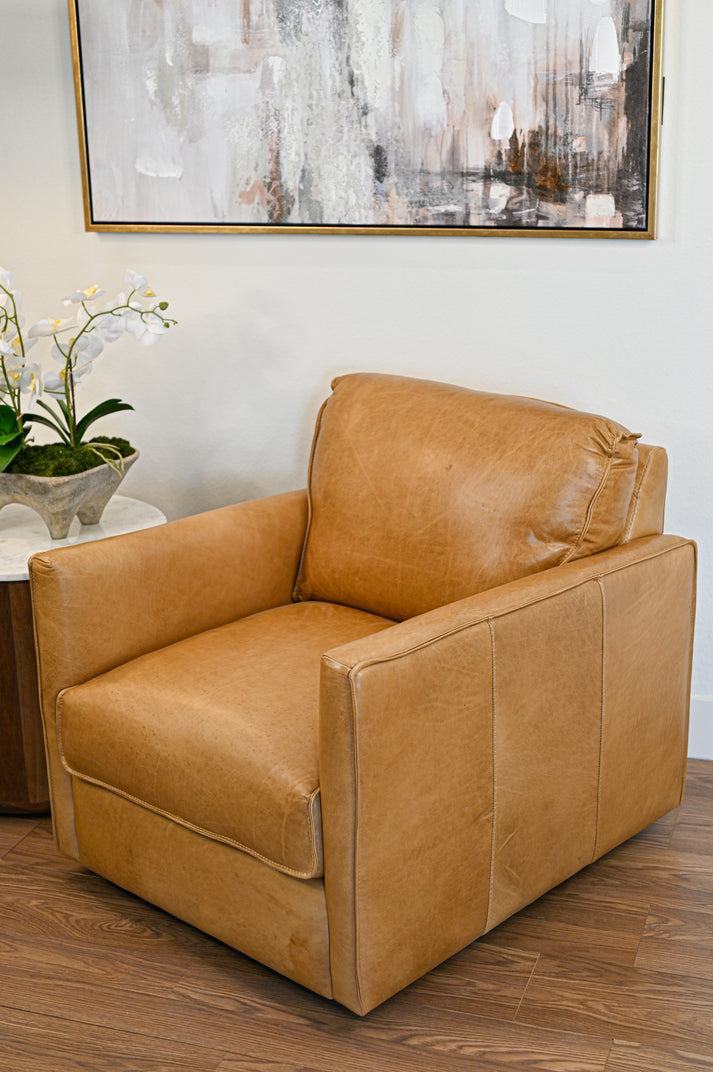 Bruno Brown Swivel Chair, Leather – The Mint Julep