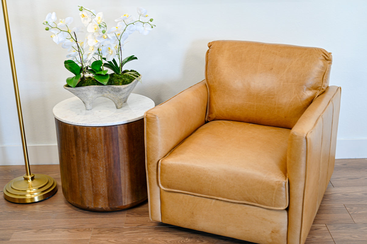 Bruno Brown Swivel Chair, Leather – The Mint Julep