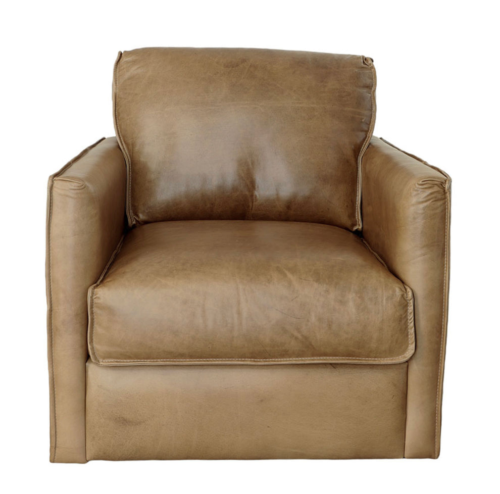 Bruno Brown Swivel Chair, Leather – The Mint Julep
