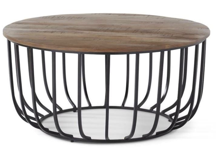 36" Black Metal Cage Coffee Table w/ Wood Top – The Mint Julep