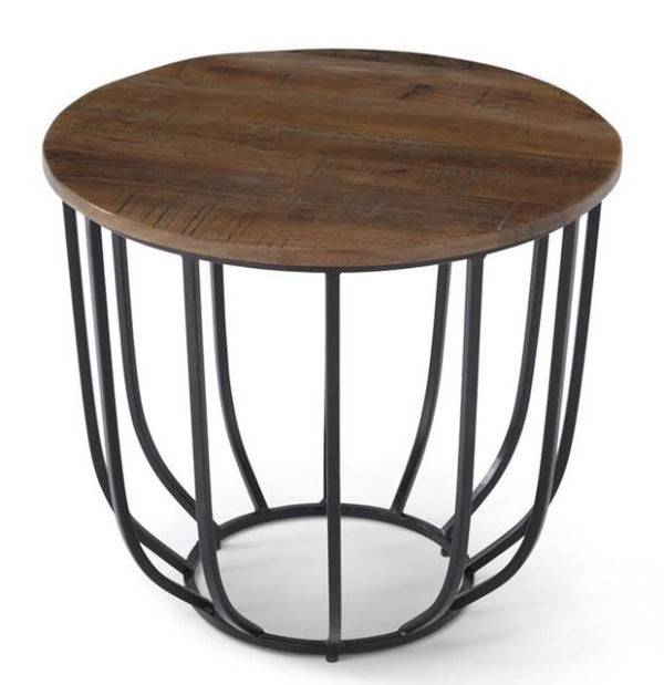 22" Black Metal Cage Side Table w/ Wood Top – The Mint Julep