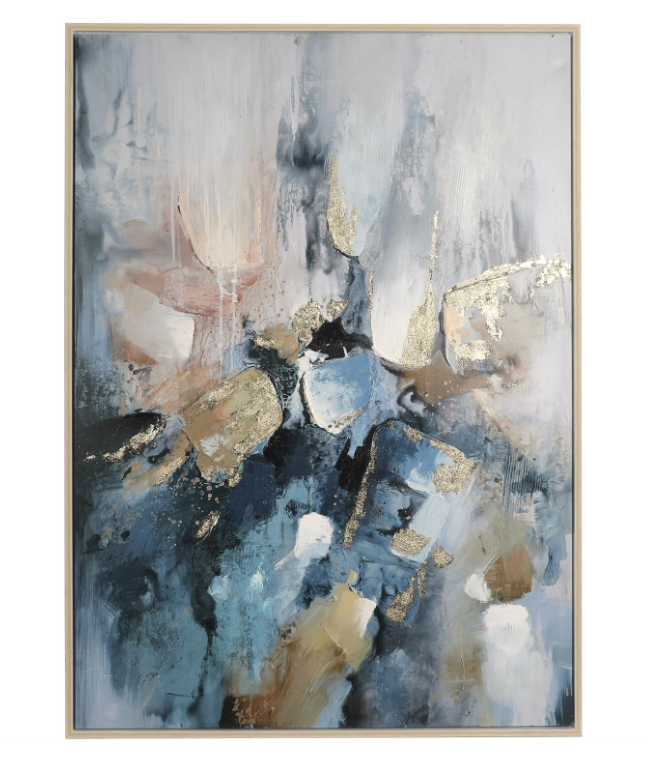 Blue Abstract Watercolor w/ Gold Accents Canvas – The Mint Julep